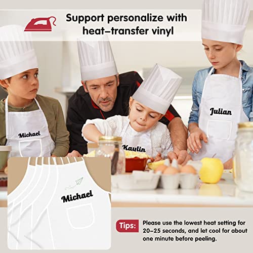 Ecoofor 12 Pieces Kid Aprons, Kid Chef Aprons with Pocket Children Chef Apron for Boys Girl's Kitchen Cooking Baking Painting Wear (Ages 5-12)