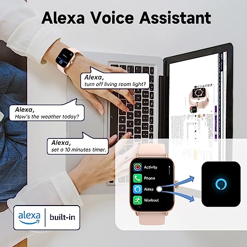 Faweio Smart Watch, Bluetooth 5.3 Answer/Make Call, Alexa Built in, 1.8" Fitness Tracker with Heart Rate SpO2 Sleep Monitor, Smart Watches for Men Women iPhone Android Compatible IP68 Waterproof