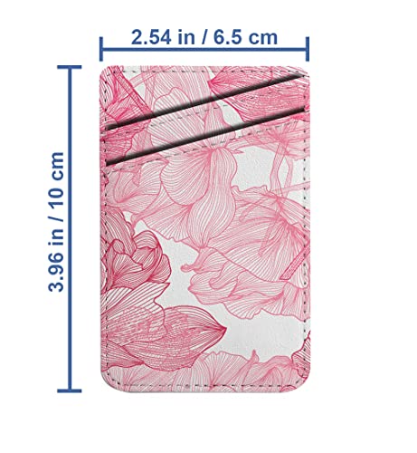 Diascia Pack of 2 - Cellphone Stick on Leather Cardholder ( Elegant Beautiful Pink Pattern Pattern ) ID Credit Card Pouch Wallet Pocket Sleeve