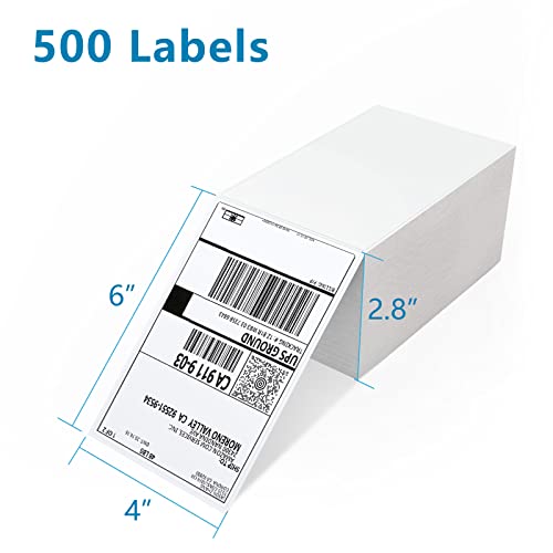 JADENS Thermal Labels 4x6-500 Labels, Compatible with Rollo, Brother, Zebra and Most Thermal Printer, Perforated, Commercial Grade, Doesn't Compatible with Dymo