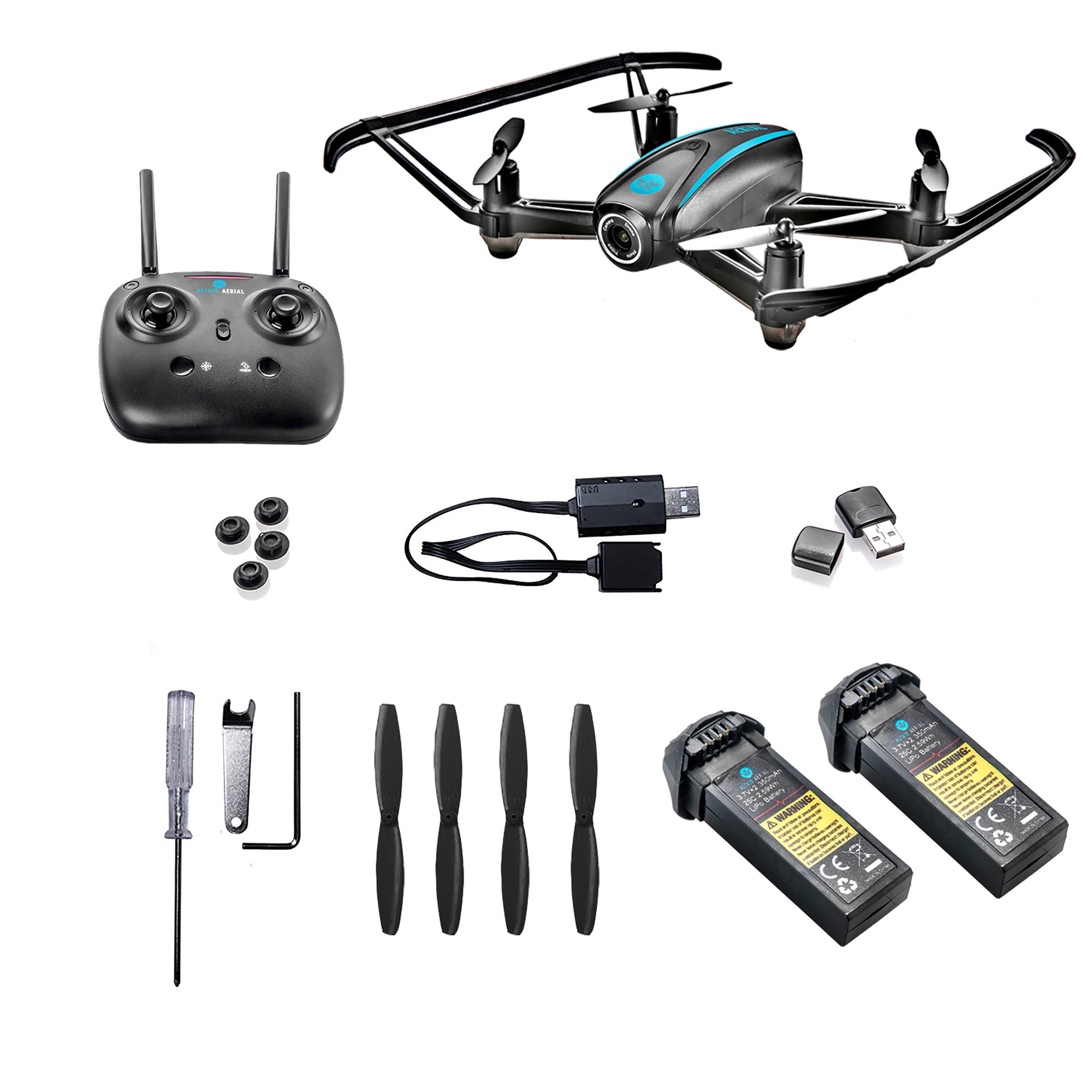 Altair #AA108 Camera Drone Great for Kids & Beginners | RC Quadcopter w/ 720p HD FPV Camera VR, Headless Mode, Altitude Hold, 3 Skill Modes, Easy Indoor Drone, 2 Batteries