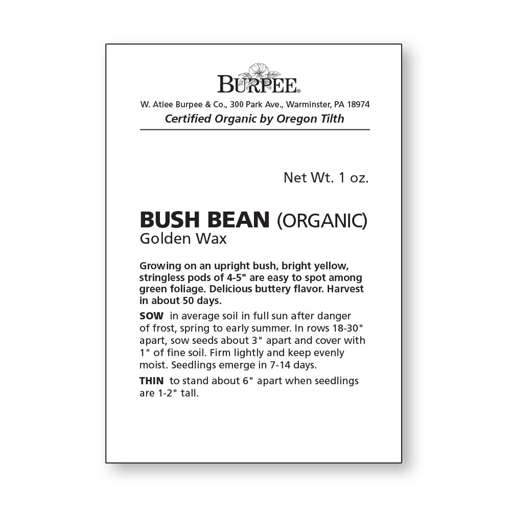 Burpee Golden Wax Organic Bush Bean Seeds 1 ounces of seed