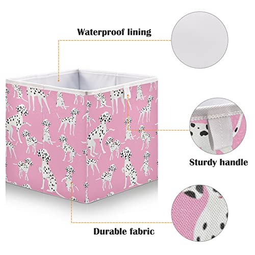 Dalmatian Dog Foldable Cloth Shelf Baskets Rectangle Toy Storage Bins Box with Handles for Clothes Toy Gift Storage 15.75x10.63x6.96 Inches