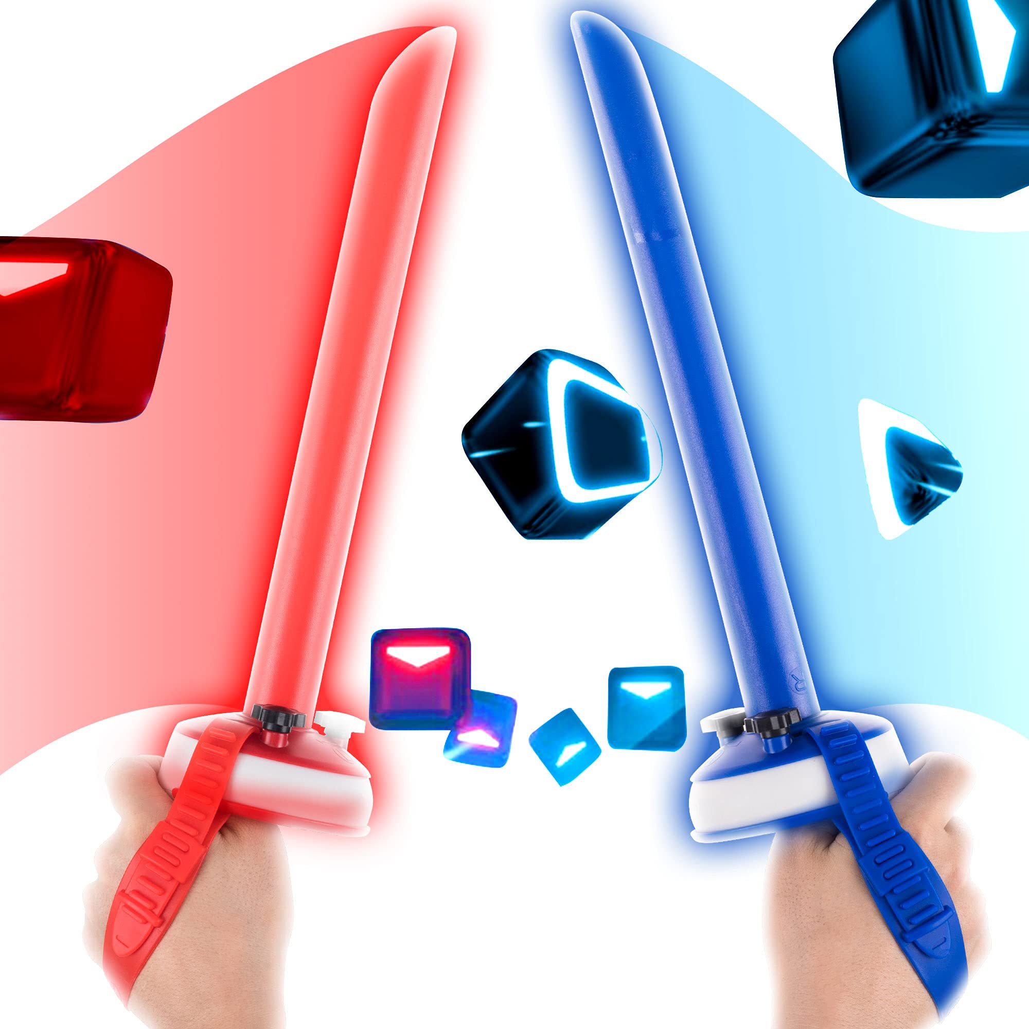 Hoolalas Dual Handles Grips Lightsabers for Oculus Quest 2 Controller Beat Saber Games Accessories Supernatural Jedi Training VR Workout
