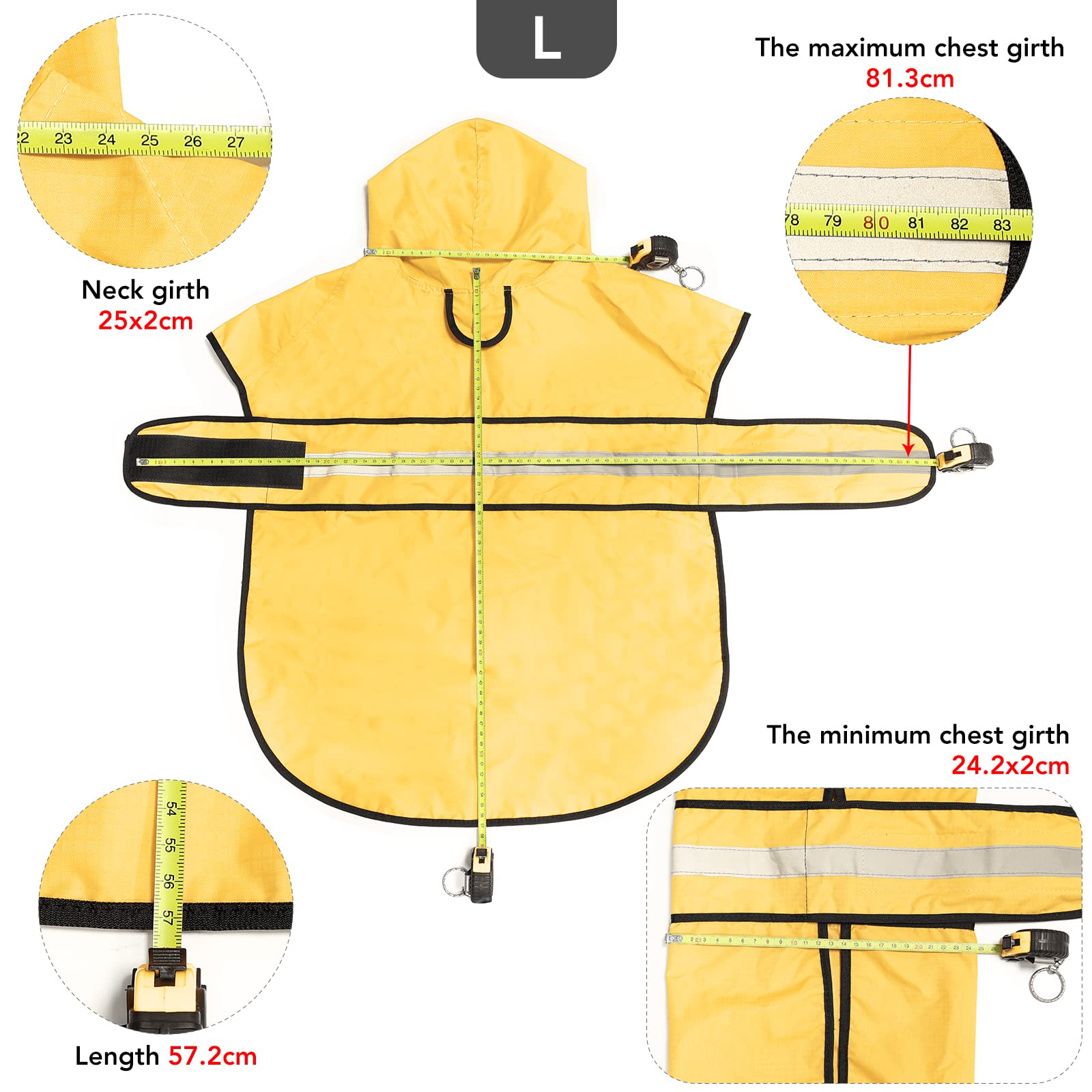 Ezierfy Reflective Dog Rain Coats - Waterproof Adjustable Pet Raincoat Jacket, Lightweight Dog Apparel & Accessories Raincoat for Small to X- Large Dogs(Yellow, Large)
