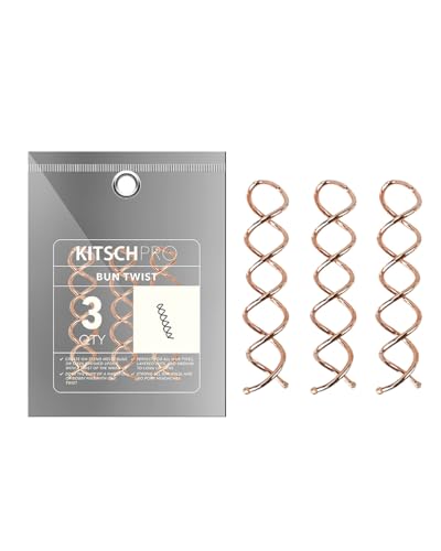 Kitsch Spin Pins for Hair Styling and Buns - Spiral Bobby Pins for Women | Mini Hair Spirals & Twist Tool for Girls, 3pcs RoseGold