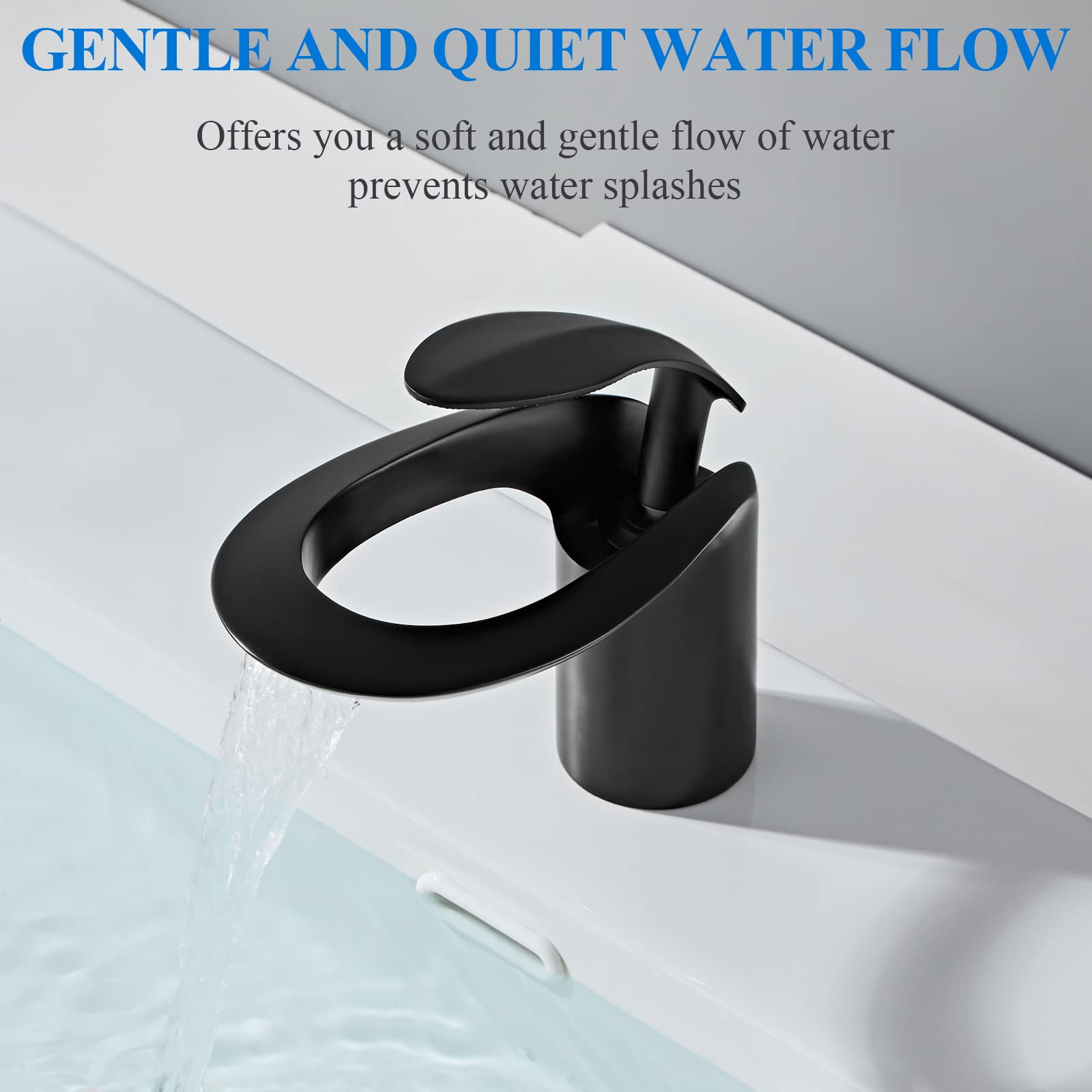 becola Creative Single Hole Bathroom Sink Faucet,Round Hollowing Vessel Sink Faucet,Single Handle Lavatory Black Bathroom Faucet Including Two US Standard 3/8" Hoses