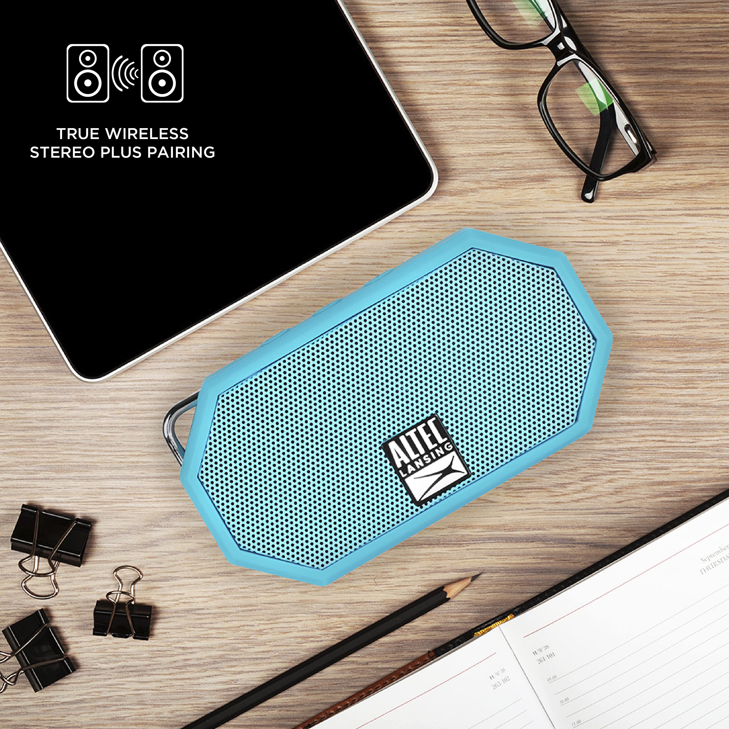 Altec Lansing Mini H2O - Waterproof Bluetooth Speaker, IP67 Certified & Floats in Water, Compact & Portable Speaker for Hiking, Camping, Pool, and Beach,Aqua