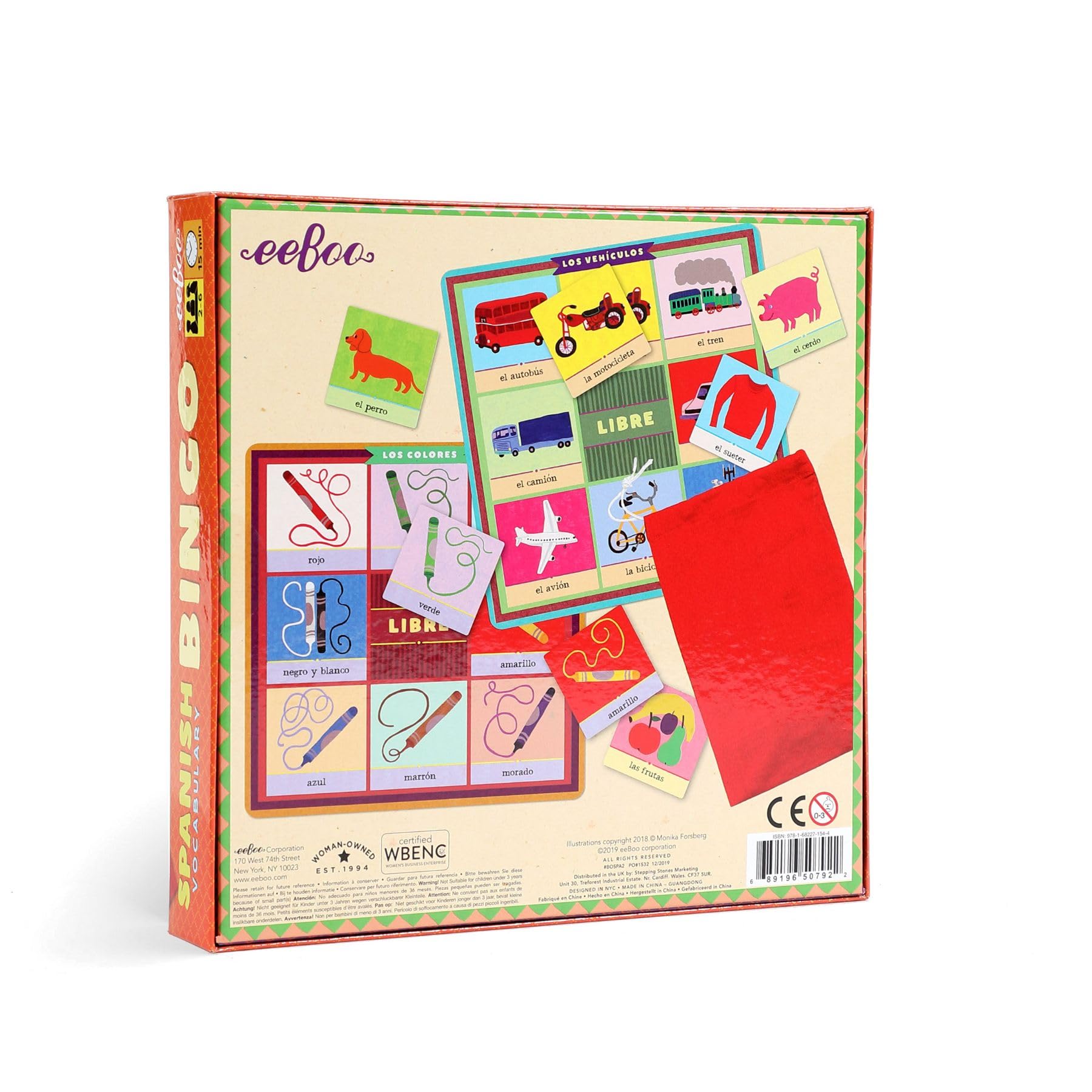 eeBoo: Spanish Bingo Vocabulary Game, A Game of Imaginative Problem Solving, Educational Games That Cultivates Conversation, Socialization, and Skill-Building, Learn Spanish, for Ages 5 and up