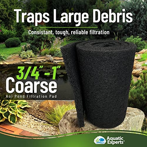 Aquatic Experts Classic Koi Pond Filter Pad COARSE – Black Bulk Roll Pond Filter Media, Rigid Ultra-Durable Latex Coated Fish Pond Filter Material US, (3/4" - 1" x 12" x 48")