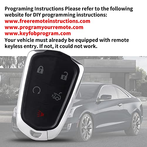 Keyless Remote Car Start 5B Raryloy Smart Key Fob for Cadillac XTS 2016-2019 ; CT6 2016-2020 ; ATS/CTS 2017-2019;XT5 2017-2020 ; XT4 2019-2020 FCCID: HYQ2EB 433.92Mhz