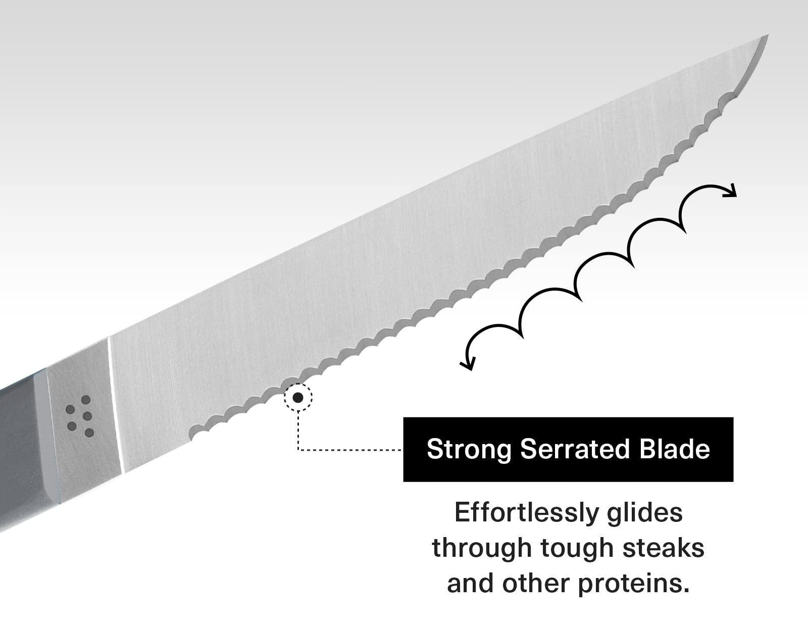 Misen Steak Knives Set of 4 - Precision Serrated Blades for Effortless Dining - Stainless Steel - Superior Cuts with Four Steak Knives Handles for Stylish Elegance - Gray