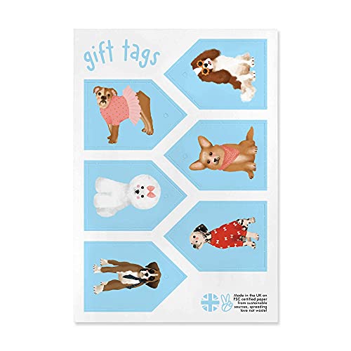 CENTRAL 23 - Blue Wrapping Paper Sheets - Puppy Dogs - 6 Gift Wrap Sheets - Birthday GiftWrap - Recyclable