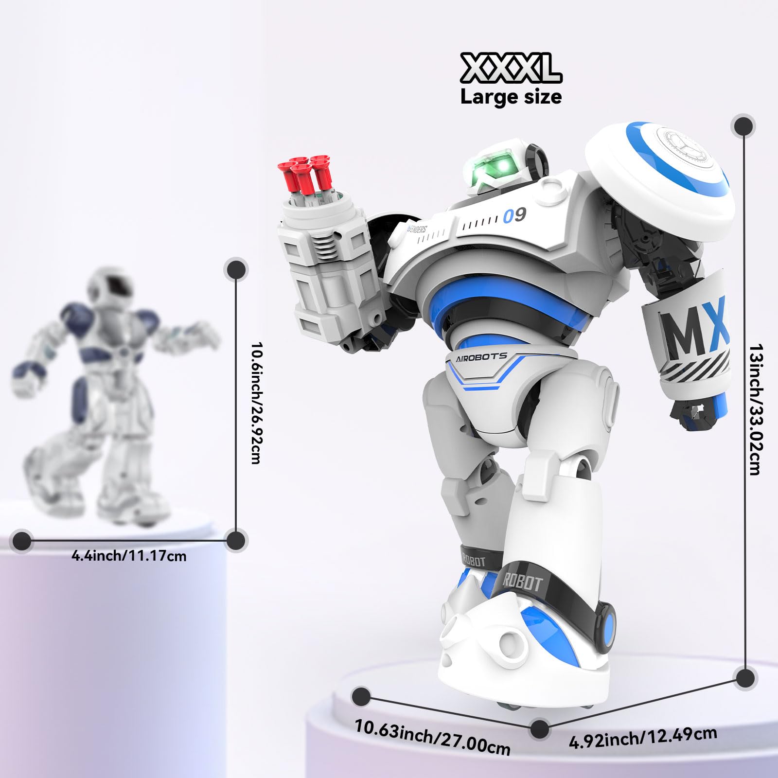 AIROBOTS Robots Toy for Kids, Robot Toys for Toddlers,Smart Programmable Interactive RC Robot, Present for 4 5 6 7 8 9 Years Old Kids Boys and Girls,Blue