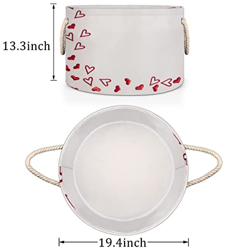 Heart Shape Large Round Baskets for Storage Laundry Baskets with Handles Blanket Storage Basket for Bathroom Shelves Bins for Organizing Nursery Hamper Girl Boy