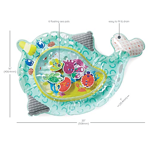 Infantino Wee Wild Ones Pat & Play Water Mat - Narwhal Themed Water mat for Infants and Older Babies, for Tummy time and Sensory Play