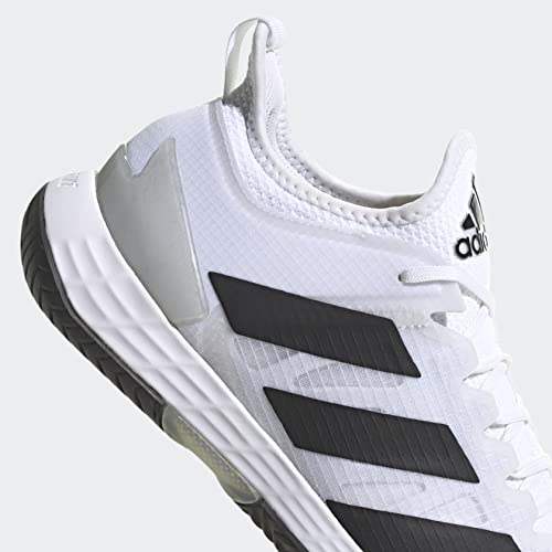 adidas Men's Adizero Ubersonic 4 Tennis Shoe, White/Core Black/Silver Metallic, 11