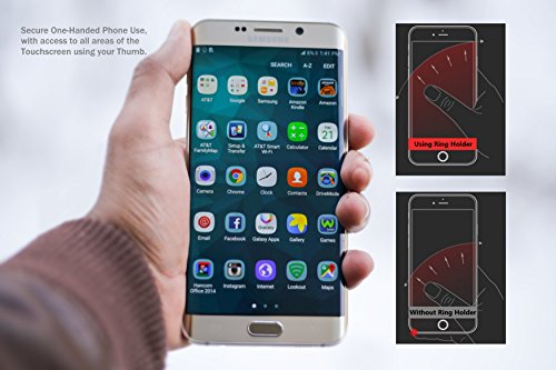 Phone Ring Finger Holder, Stand, Mirror - MAXIMEST 360 Rotation Grip and Kickstand Accessory, Compatible with All Smartphones, iPhone, Samsung Galaxy S, Note, Z Fold, Flip, Tablets, iPad (Gloss Black)