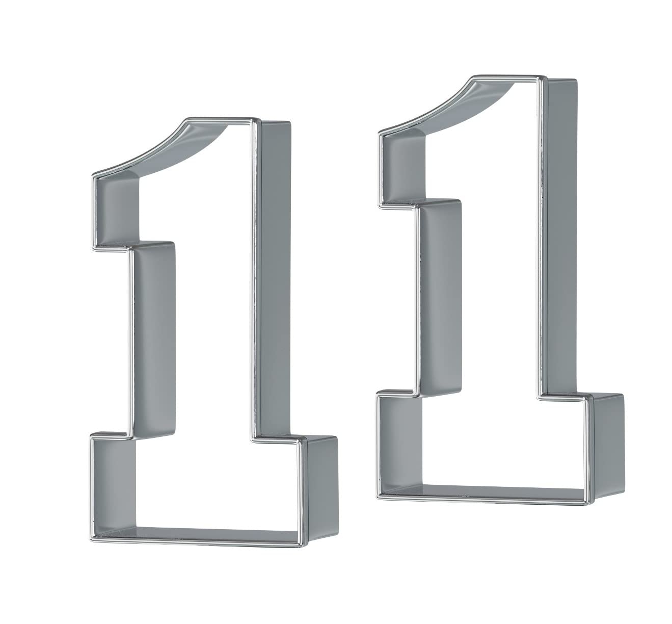 Bakerpan Stainless Steel Number 1 Cookie Cutter, Cookie Cutter Number One Shapes, 3 1/2 Inch - Set of 2