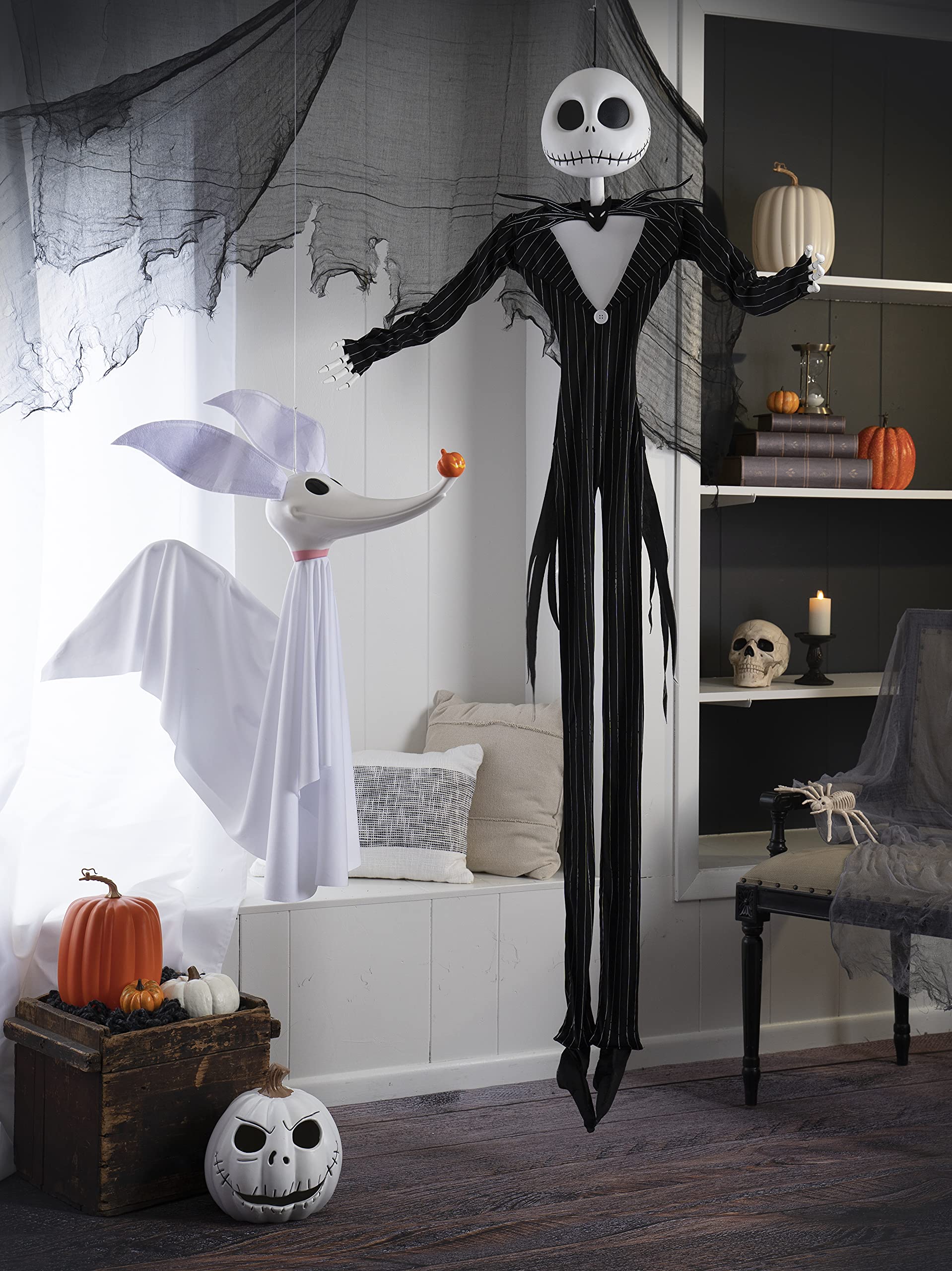 Disney The Nightmare Before Christmas Jack Skellington Full Size Poseable Hanging Character Decoration, Polyester, Multi