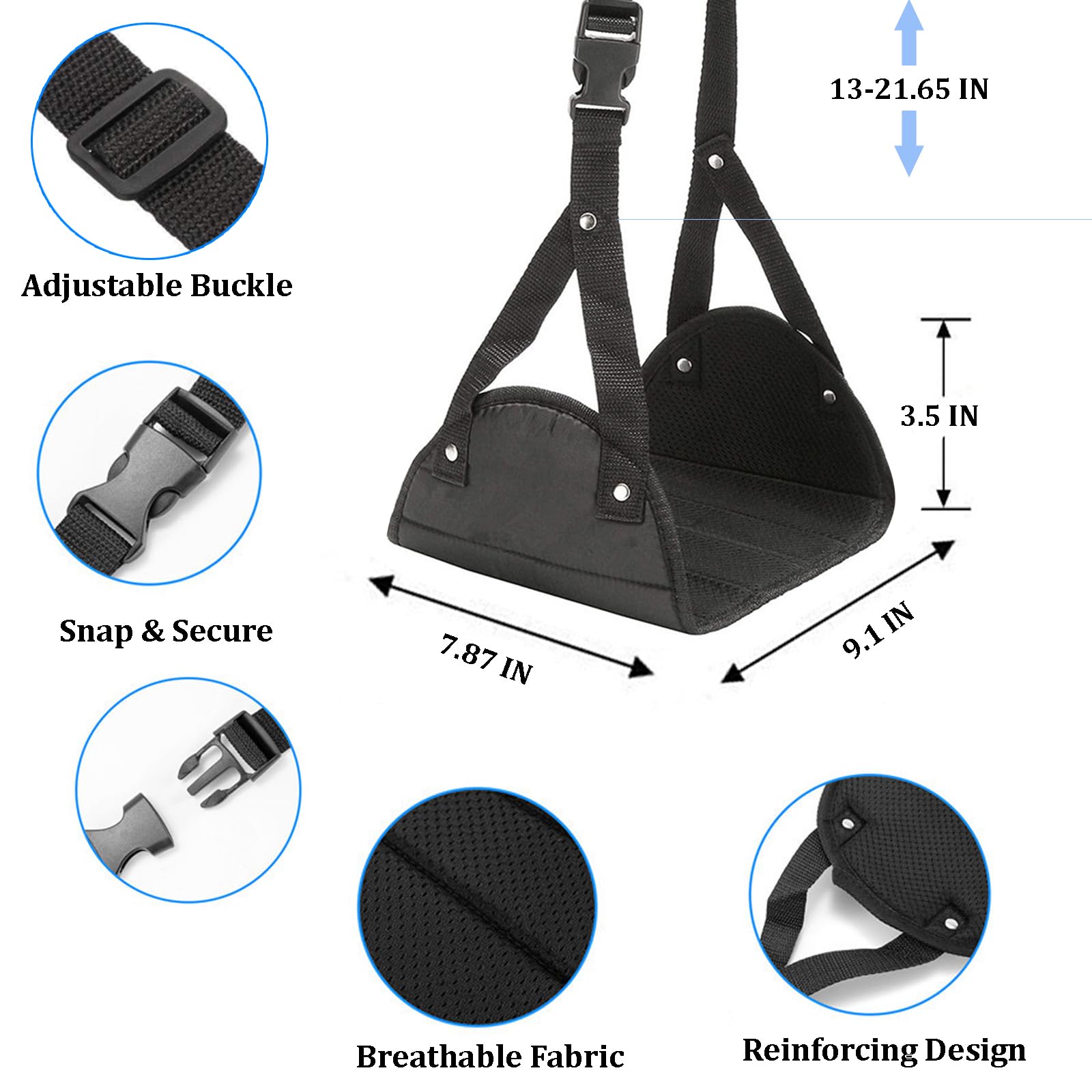 Airplane Foot Hammock (Travel Comfortably) - Foot Hammock Airplane - Portable Travel Airplane Foot Rest for Flight Bus Train Office Home - Reduce Swelling and Soreness