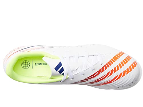 adidas Unisex Edge.4 Predator Flexible Ground Soccer Shoe, White/Solar Yellow/Power Blue, 9.5 US Men