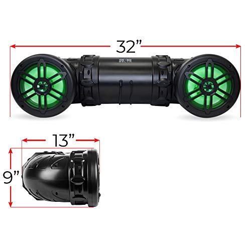 BELVA BPS8RGB UTV/ATV Weatherproof Sound System Dual 8β Speakers with 1β Tweeters, Built-in Amplifier, Bluetooth, Aux-in, Multi Color Illumination, Wireless Remote, Easy Installation