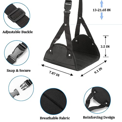 Airplane Foot Rest, Adjustable Foot Hammock Airplane, Portable Travel Footrest for Airplane, Premium Memory Foam Foot Hammock with Storage Bag, Long Flight Essentials for Bus Train Office Home