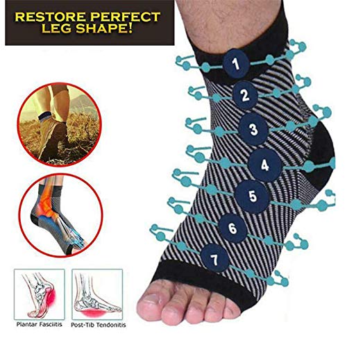 ALILILI 6 pairs Dr Sock Soothers Socks Anti Fatigue Compression Foot Sleeve Support Brace Sock (6 colors, S/M)