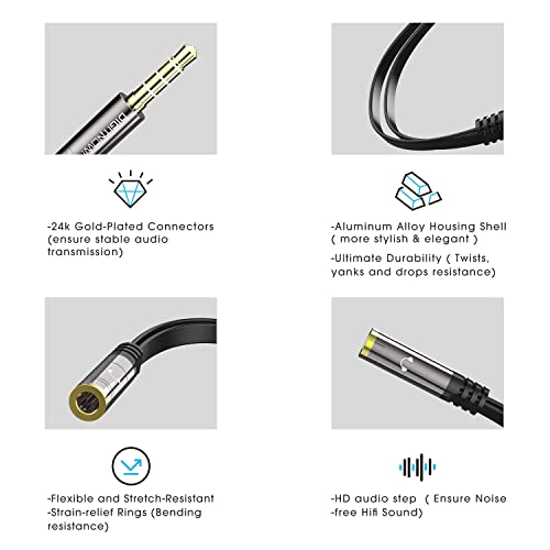 DIGITNOW 3.5mm 4 Pin Male to 2x3.5mm 3 Pin Female Combo Audio Splitter Y Adapter Cable Compatible for PS4,PS5,Xbox One S,Nintendo Switch,Tablet,Mobile Phone,PC Gaming Headsets and New Version Laptop