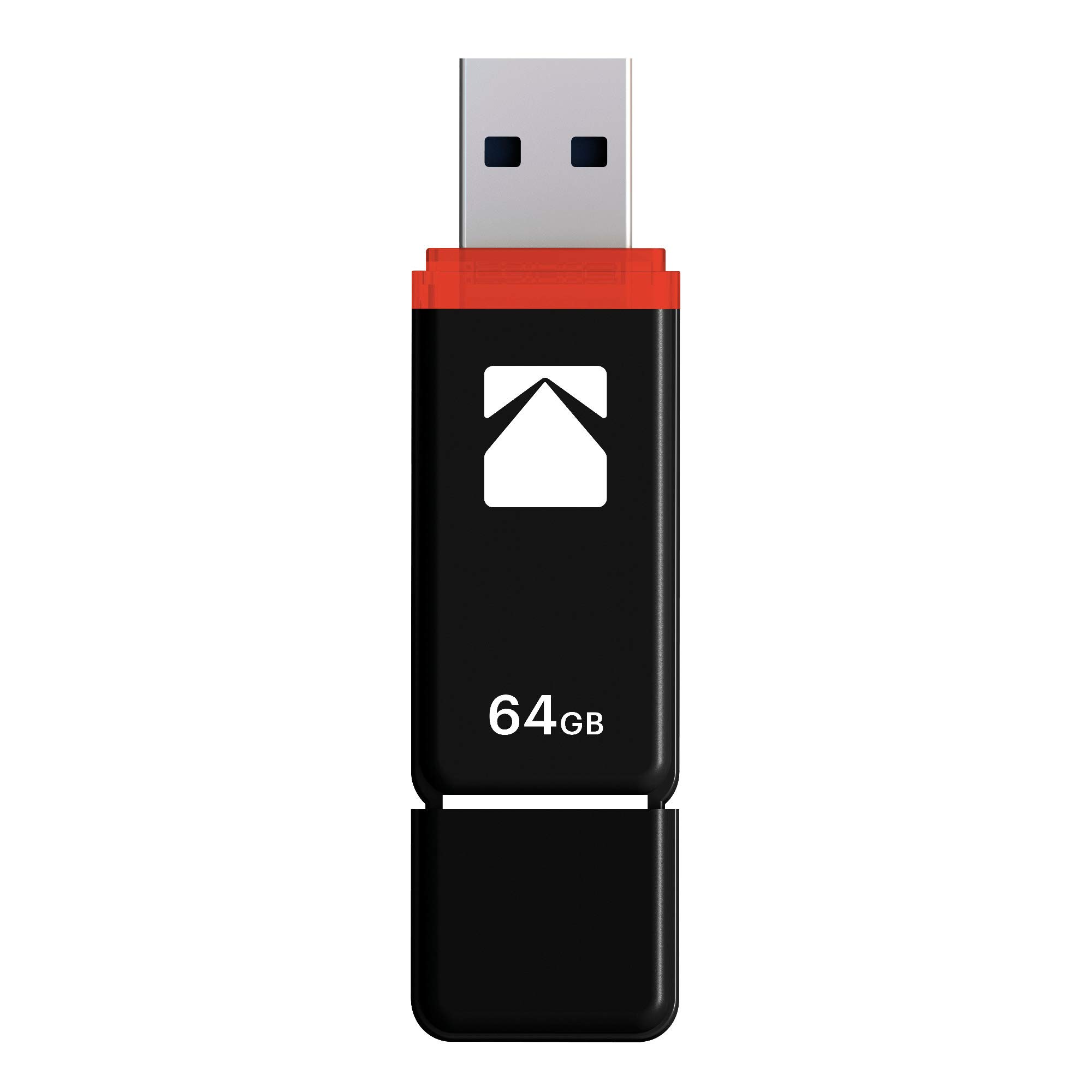 Kodak USB Flash Drive 64 GB - K100 Classic Black mat Casing Series with a Transparent red Neck + a Cap EKMMD64GK102