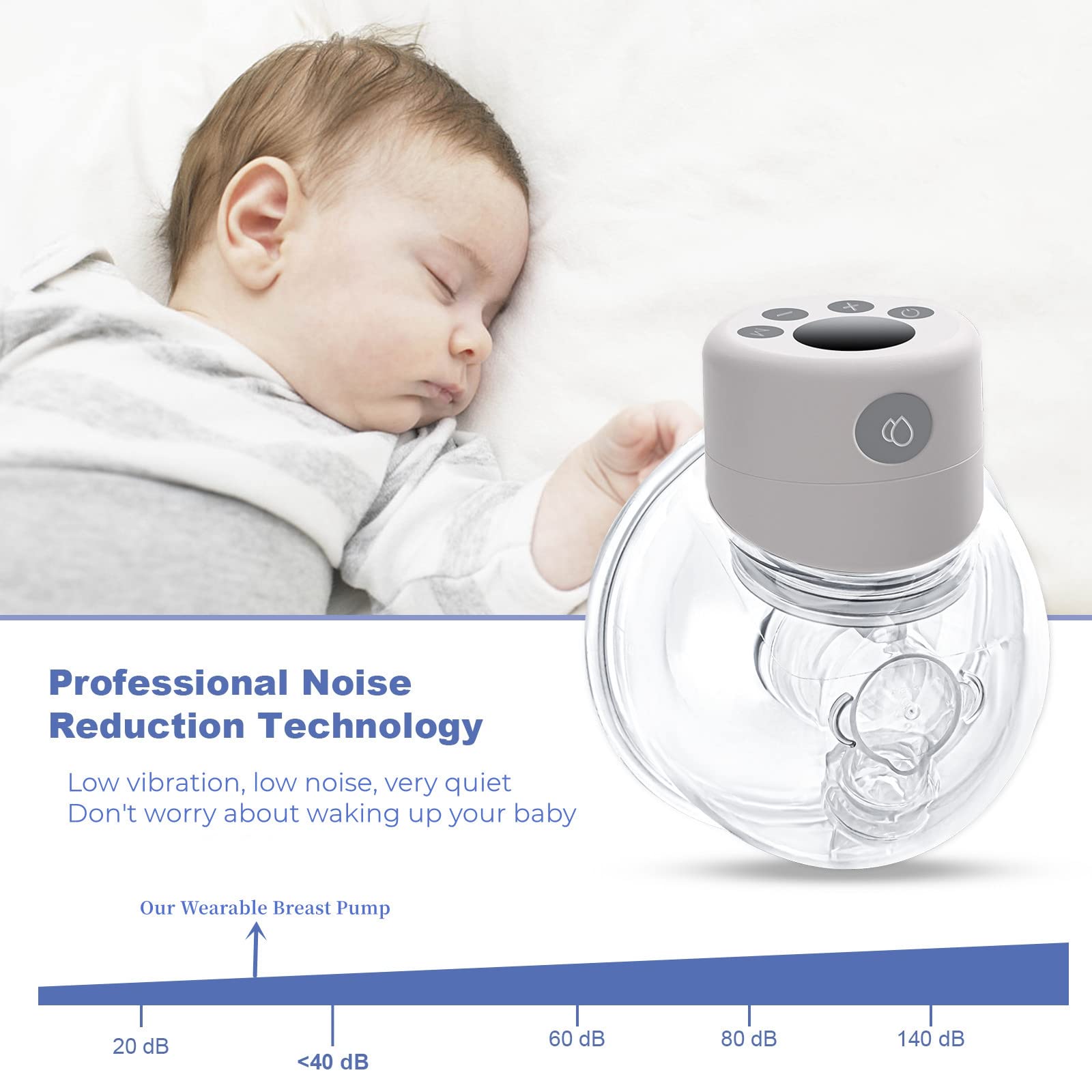 Bemawe Wearable Breast Pump, Electric Breast Pump Hands Free Wireless Breast Pump Portable Breastfeeding Pump Low Noise Painless Breast Milk Pump, LCD Display, 2 Modes & 9 Levels, S12, 24mm Flange