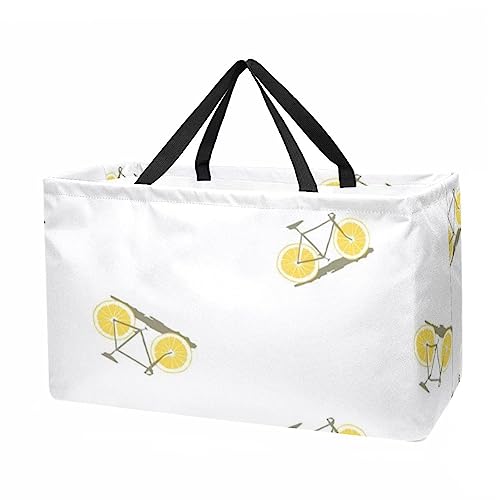 Bicycle Full Print Large Capacity Laundry Organizer Tote Bag - Reusable and Foldable Oxford Cloth Shopping Bags