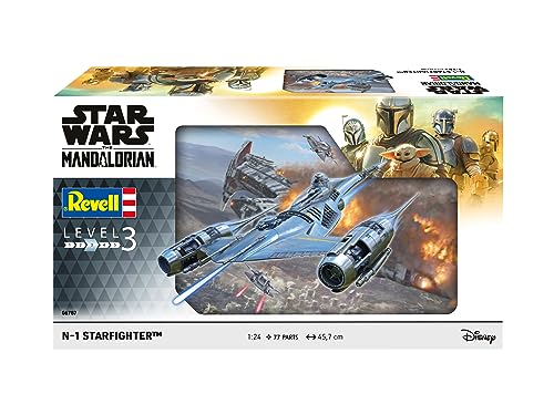 Revell 06787 Star Wars: The Mandalorian N1 Starfighter (Din Djarin) 1:24 Scale Unbuilt/Unpainted Plastic Model Kit with Seated 'Mando' Figure