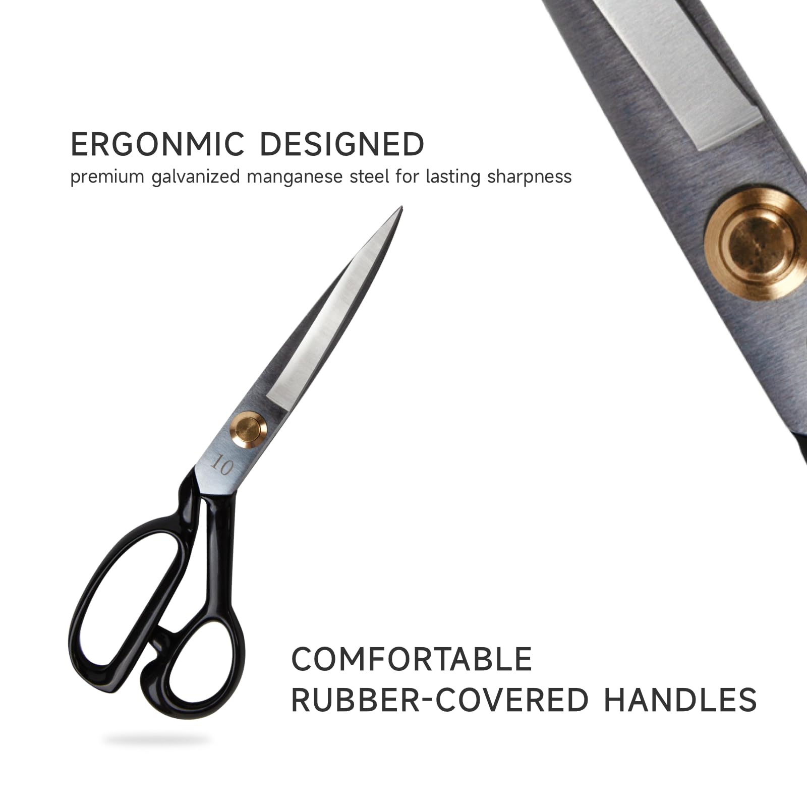 KEARING 12 Inch Heavy Duty Fabric Scissors, Professional Tailor Shears for Precision Cutting of Leather, Denim, and Multi-Layer Fabrics for Sewing, Dressmaking, Cutting - 1 lb - Right-Handed