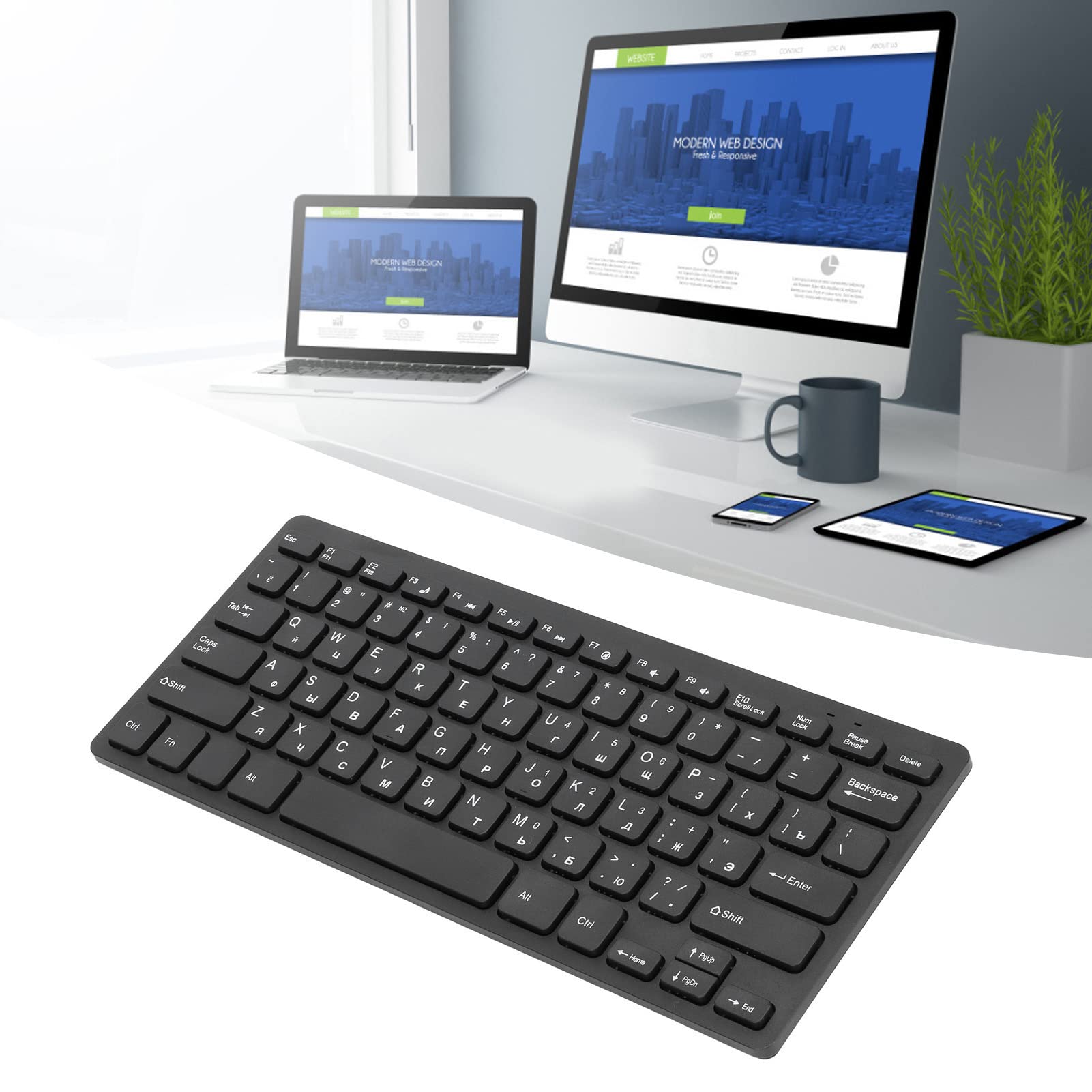 Asixxsix Wired USB Keyboard, Ergonomic Design 78 Keys Mechanical Keyboard Wired Computer Keyboard Gaming Keyboard Black Keyboard for PC Laptops Notebook Computer, Plug and Play (Russian)
