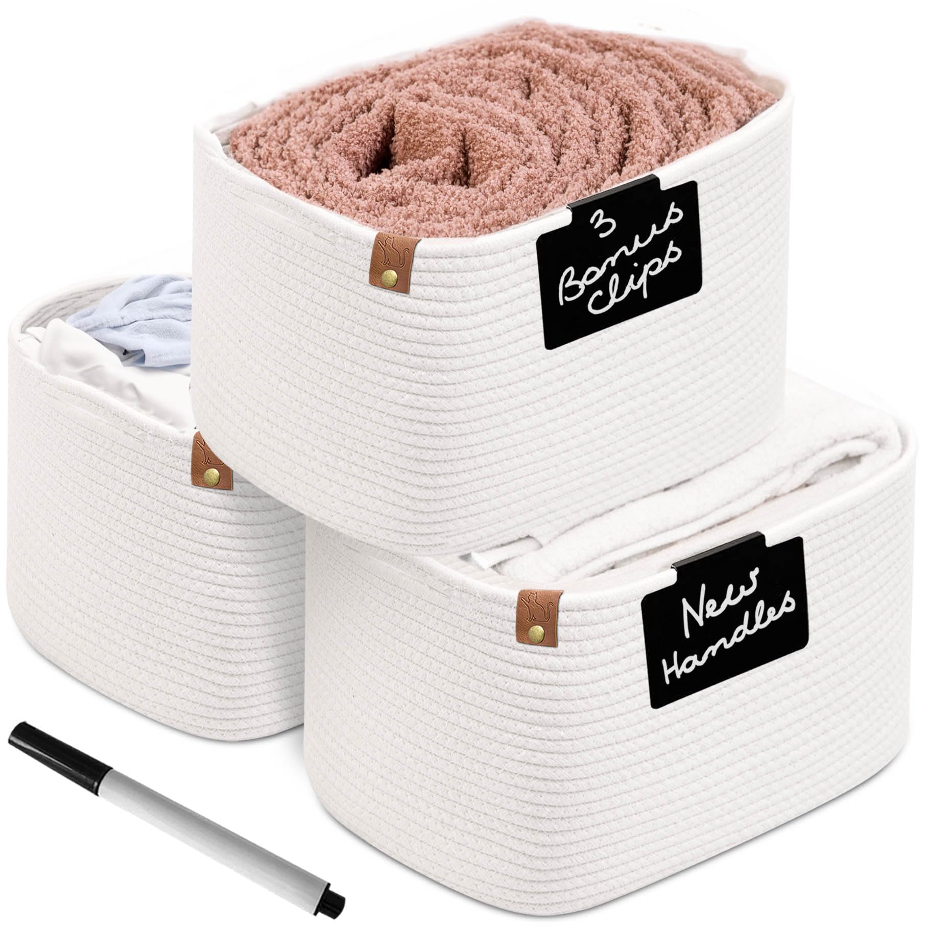 CHAT BLANC Cotton Rope Basket Blanket Storage for Living Room 15.8"x15.8"x13.8" | Baby Toy Storage Basket | Woven Basket | Large Baskets for Organizing, Graphite
