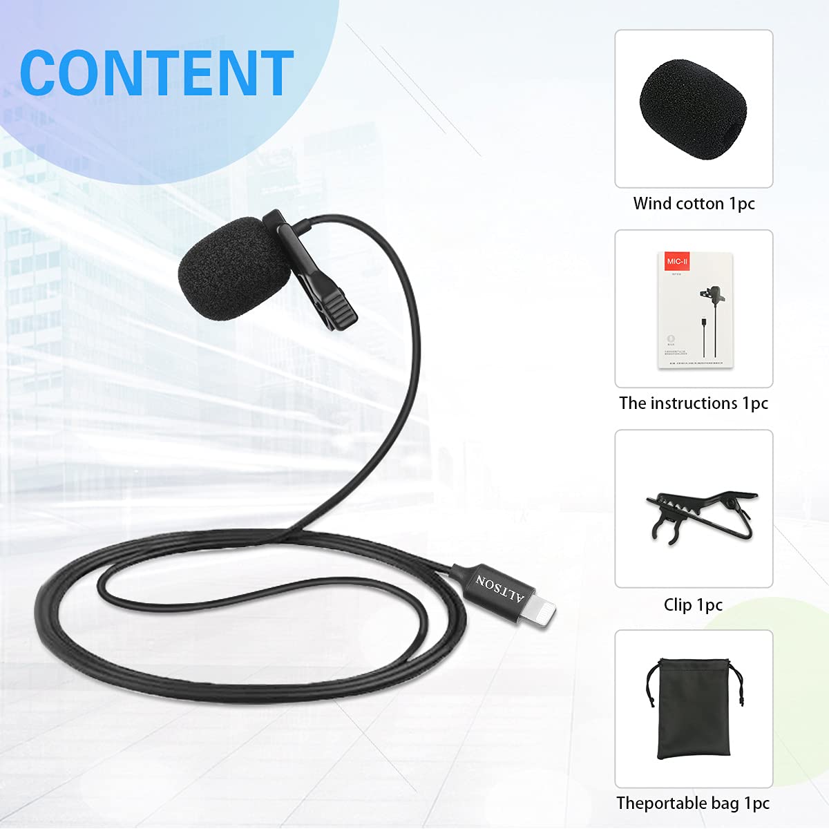 ALTSON Professional Lavalier Microphone for iPhone/Video Conference/Podcast/Voice Dictation/YouTube Grade Omnidirectional Phone Audio Video Recording Condenser Microphone (Black 4.94ft)