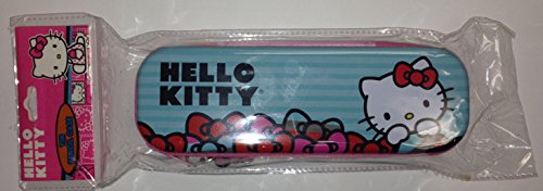 Hello Kitty Pen & Pencil Case ~ Kitty on Blue with Pretty Bow (with Pink Bow Key Chain)