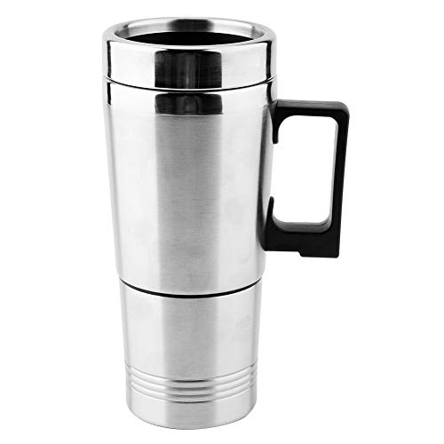 aqxreight - 350ML+150ML 12V Stainless Steel Car Heated Coffee Mug Coffee Cup Warmer Heated Mug Travel Cup