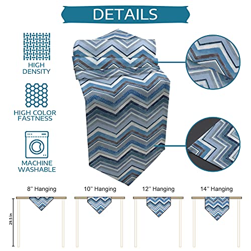 Big buy store Table Runner Zig Zag Chevron Geometric Lines Cotton Line Table Covers for Dinner Kitchen Wedding Indoor and Outdoor Parties Northern Europe Blue Table Setting Decor -13 x 72 inch