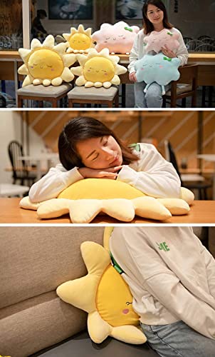 unlockgift Cuddly Plush Sun Pillow, Cloud Decorative Pillow for Bedroom, Playroom, Nursery, Cute Photo Props Pillow-01 Sun,17.5"
