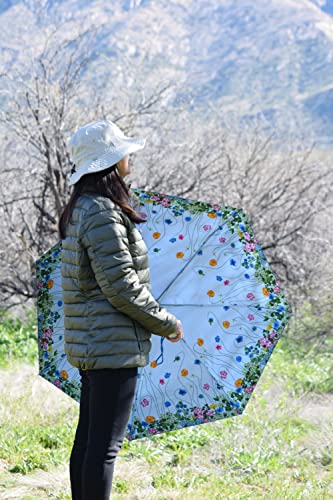 totes InBrella Reverse Closing Folding Umbrella β Inverted Closure Compact Umbrella β Portable, Windproof Rain-resistant Travel Umbrella with Recycled Canopy, Automatic Open and Close, Flower Garden