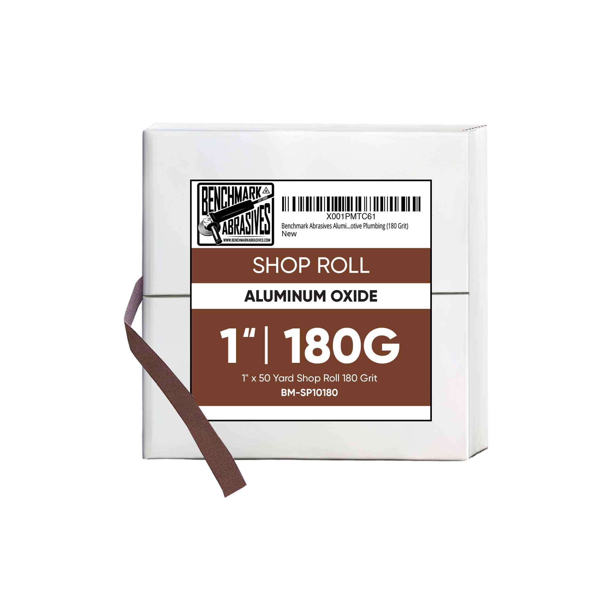 Benchmark Abrasives 1” X 150’ Shop Roll Emery Cloth Sandpaper Roll, Aluminum Oxide Sand Paper for Wood Furniture, Metal Polishing, Sanding, Automotive, Plumbing, Finishing - 180 Grit