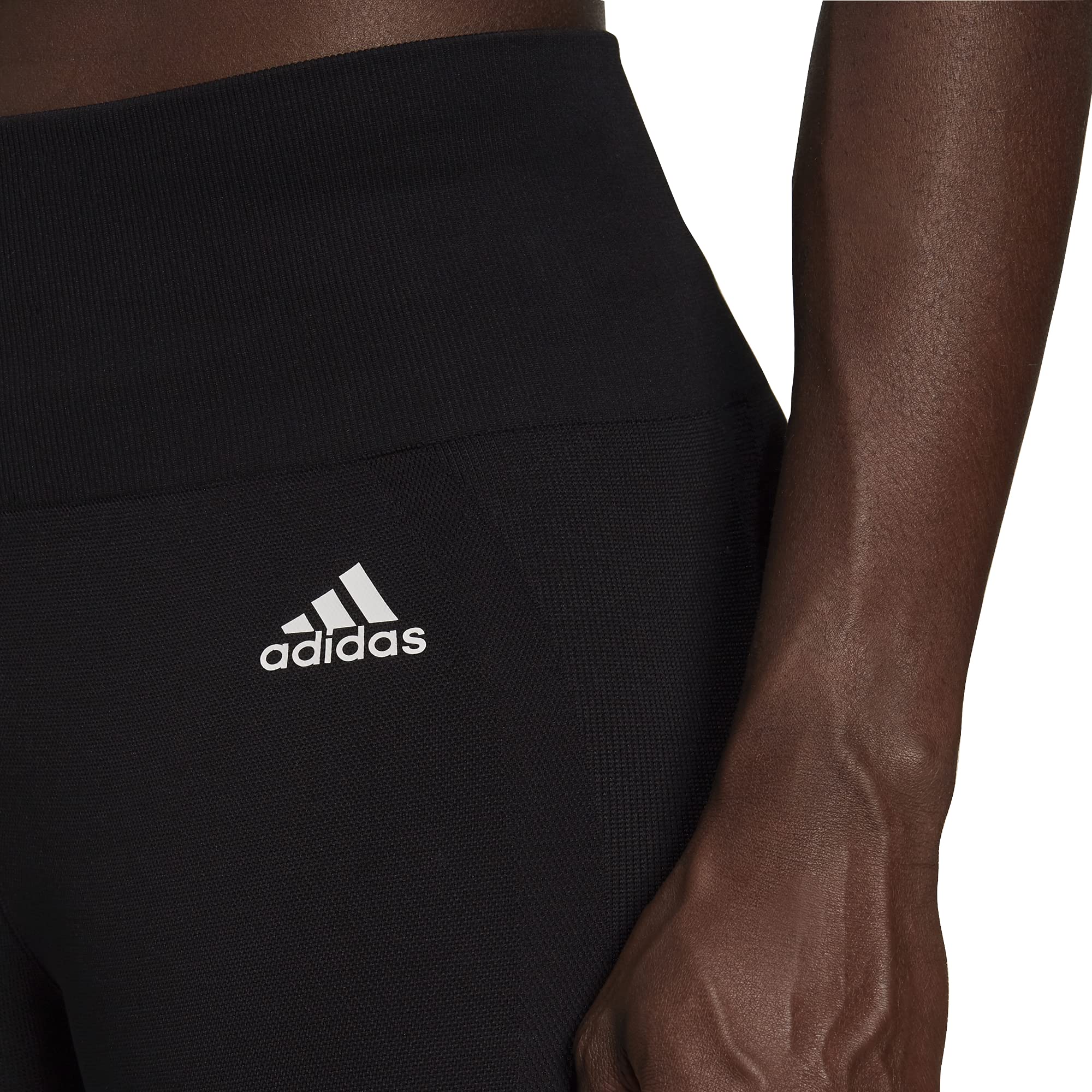 adidas Women's Aeroknit Yoga Seamless 7/8 Tights, Black/White, Medium
