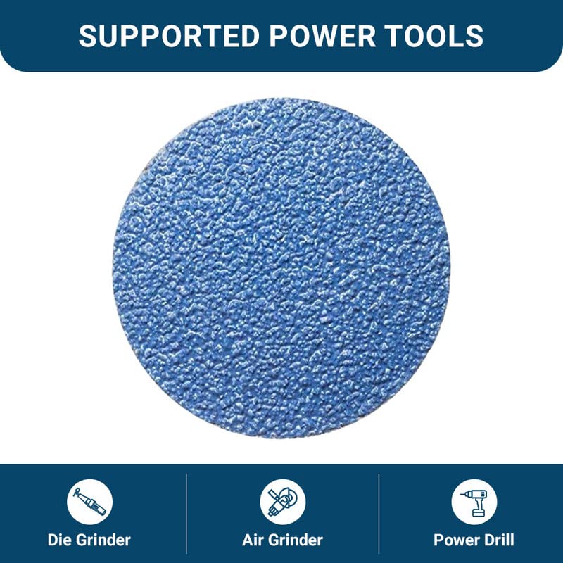 Benchmark Abrasives 2" Quick Change Zirconia Sanding Discs with a Male R-Type Backing Surface Finish Grind Polish Burr Rust Paint Removal Use with Die Grinder (25 Pack) - 80 Grit