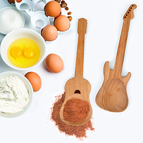 Kikkerland Guitar Shape Rockin Wooden Novelty Spoons- Heat Resistant, Set of 2