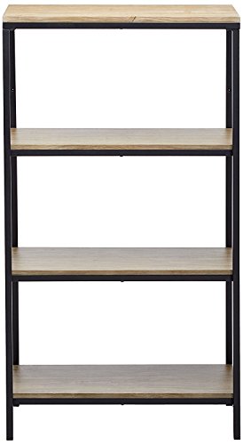 Kings Brand Furniture Grey Finish Wood & Black Metal 4 Tier Shelf Storage Bookcase