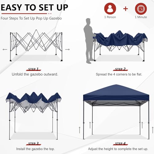 ABCCANOPY Durable Easy Pop up Canopy Tent 12x12, Navy Blue
