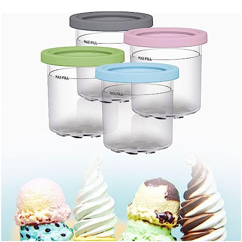 DISXENT Creami Deluxe Pints, for Ninja Kitchen Creami,16 OZ Ice Cream Pints with Lids Bpa-Free,Dishwasher Safe Compatible with NC299AMZ,NC300s Series Ice Cream Makers